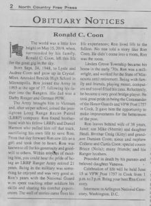 Ronald Coon, 2nd Bde LRRP, passed away May 15, 2019 - K75 Ranger